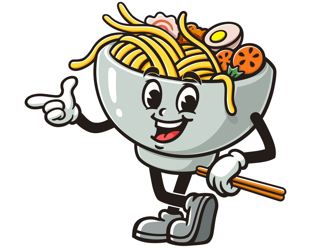 Noodle Cartoon Mascot Illustration Design Character Vector - Etsy