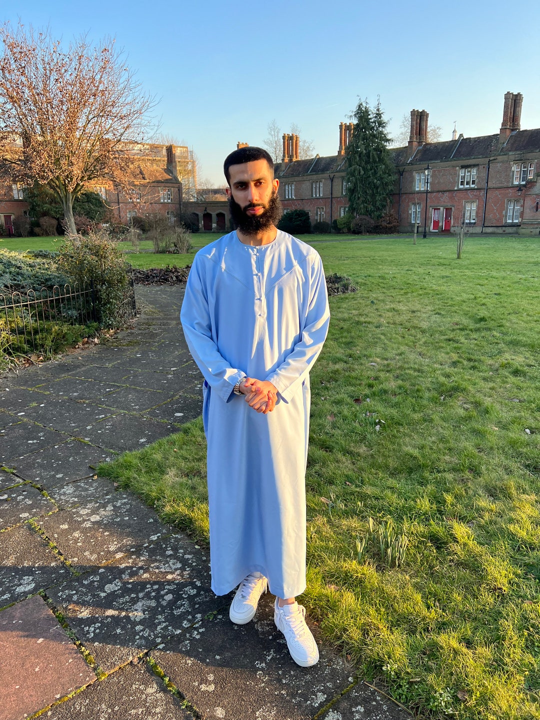 Baby Blue Emirati Jubbah Jubba Thobe Thoab Kaftan Kaudura Qamees Men ...