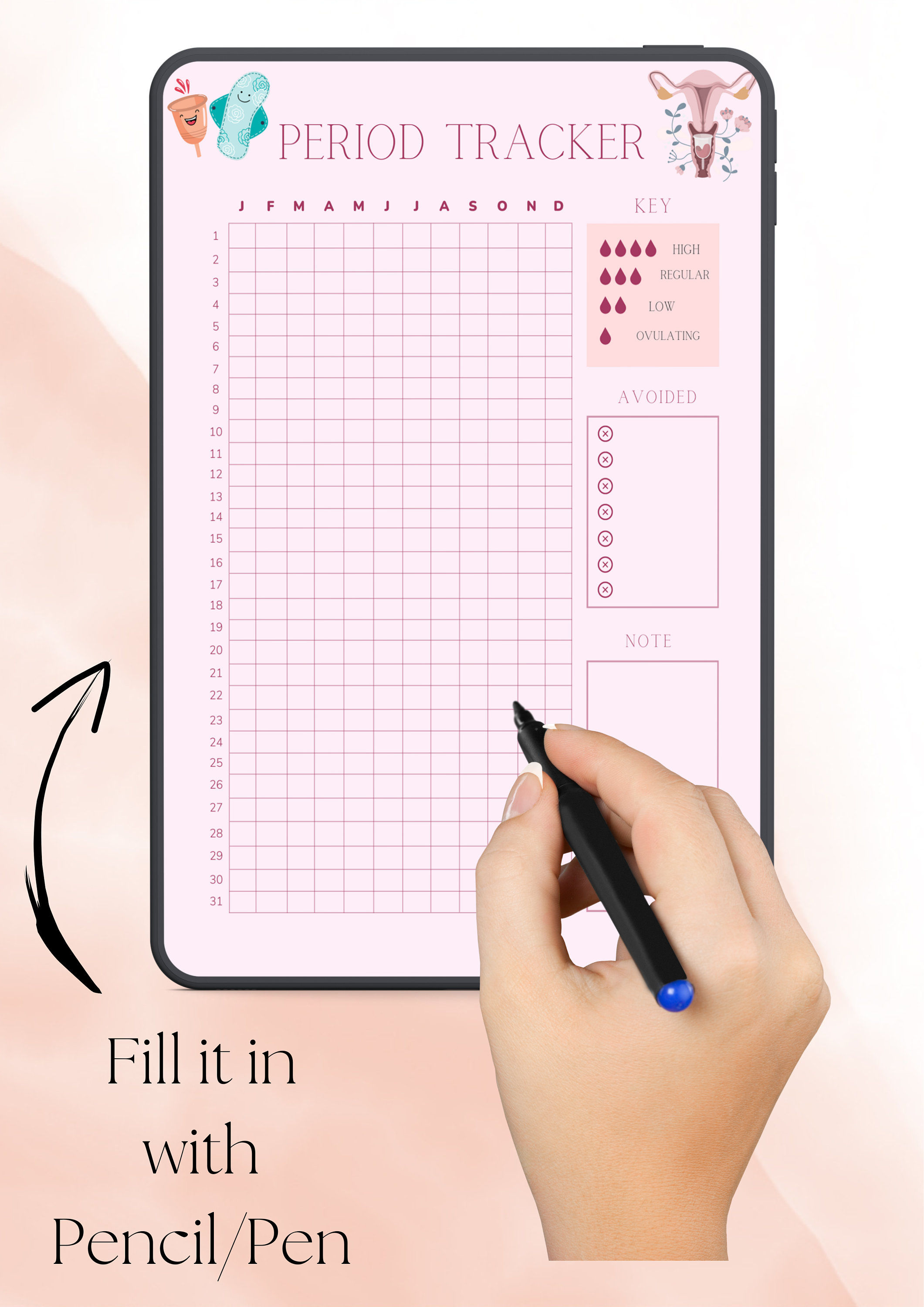 Printable Period Tracker, Menstrual Cycle Tracking, Period Planner ...