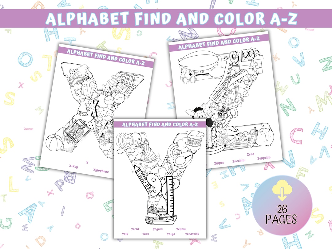 Alphabet Find and Color A-Z Pages for Kids - Etsy