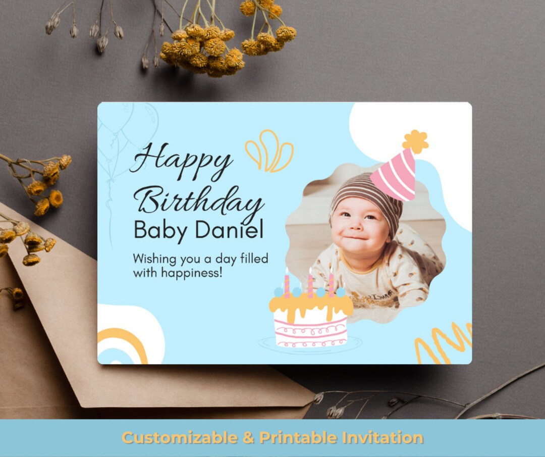Printable Birthday Card birthday Invitation Template editable Birthday ...