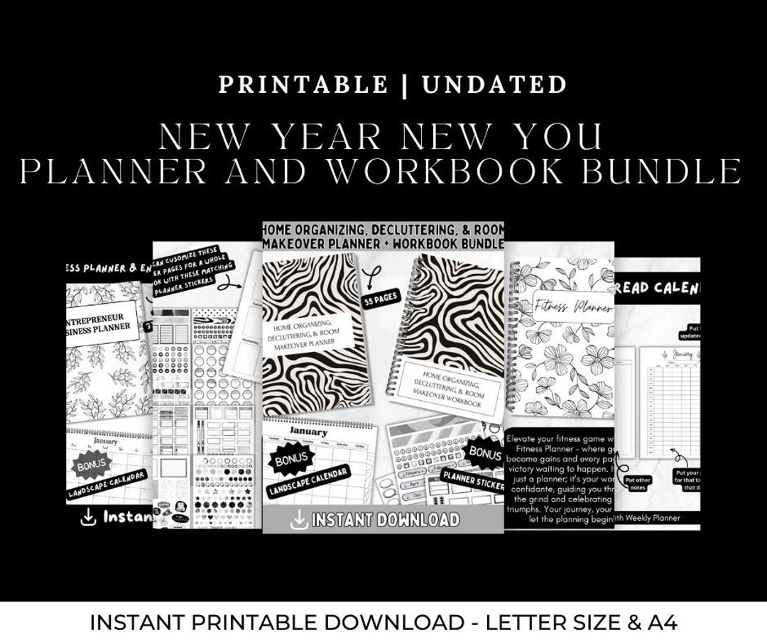 New Year New You Planner & Workbook Bundle Home Organization Planner ...