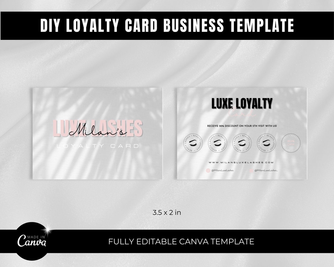 Lash Business Loyalty Card Template, Editable DIY Canva Design (PDF ...
