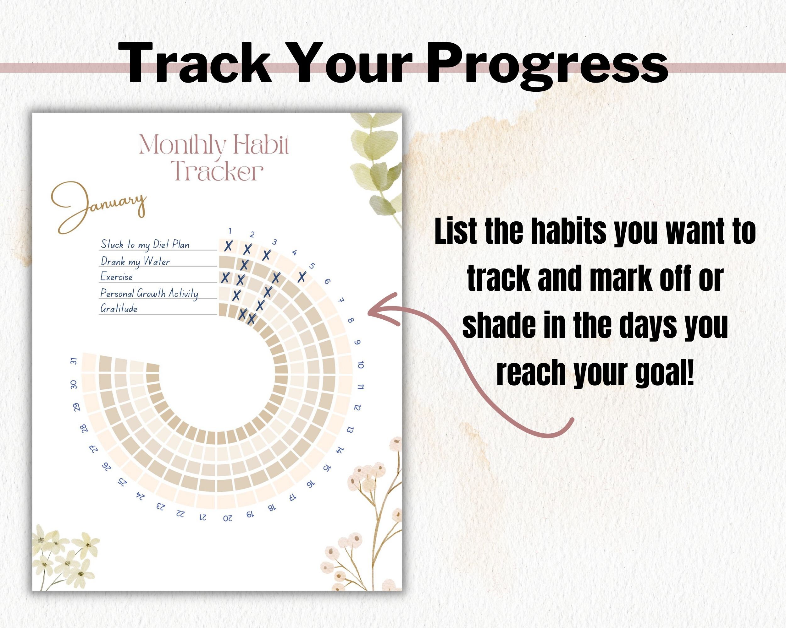 Circle Daily Habit Tracker Printable, Journal PDF in Sizes A4, A5 ...
