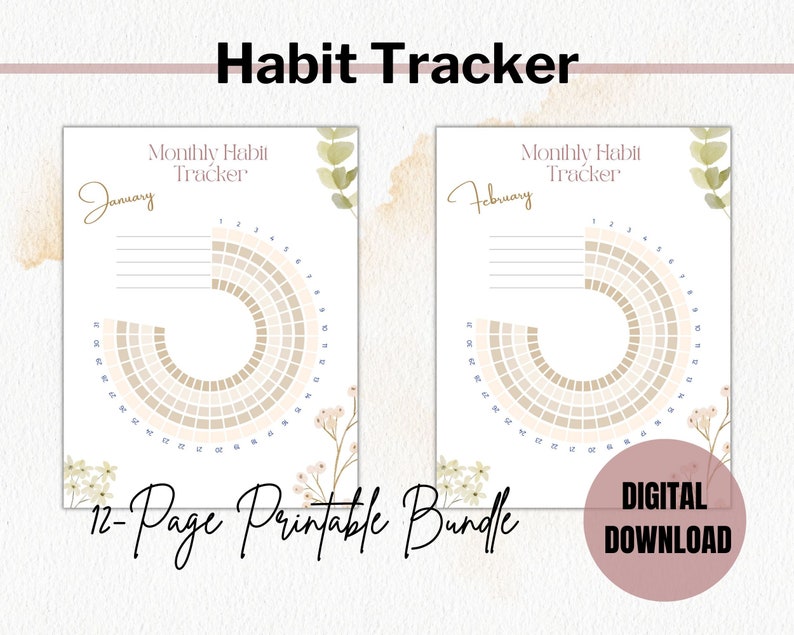 Circle Daily Habit Tracker Printable, Journal PDF in Sizes A4, A5 ...