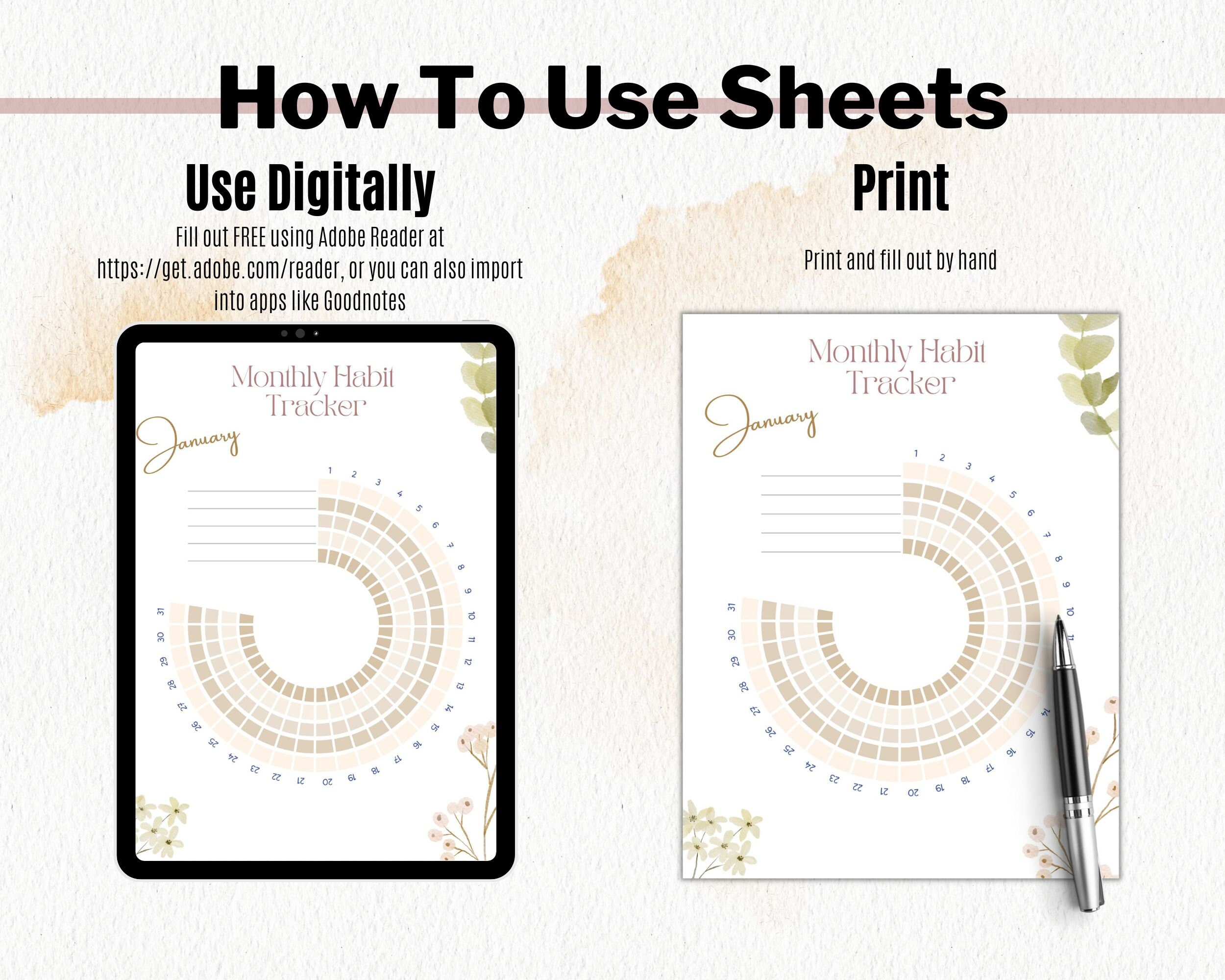 Circle Daily Habit Tracker Printable, Journal PDF in Sizes A4, A5 ...
