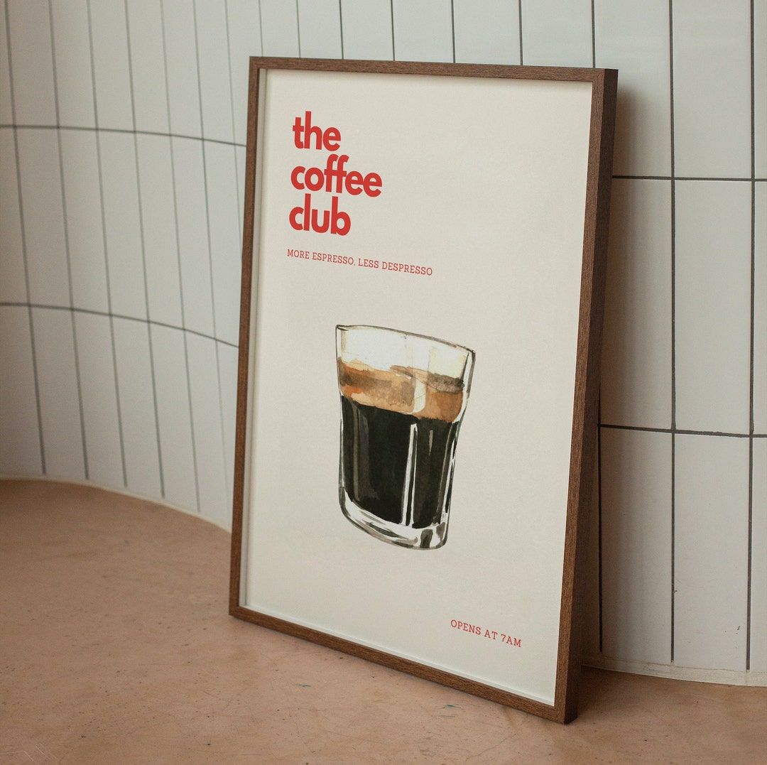 The Coffee Club Print. Retro Art Decor, Kitchen Print, Printable Wall ...