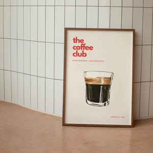 The Coffee Club Print. Retro Art Decor, Kitchen Print, Printable Wall ...