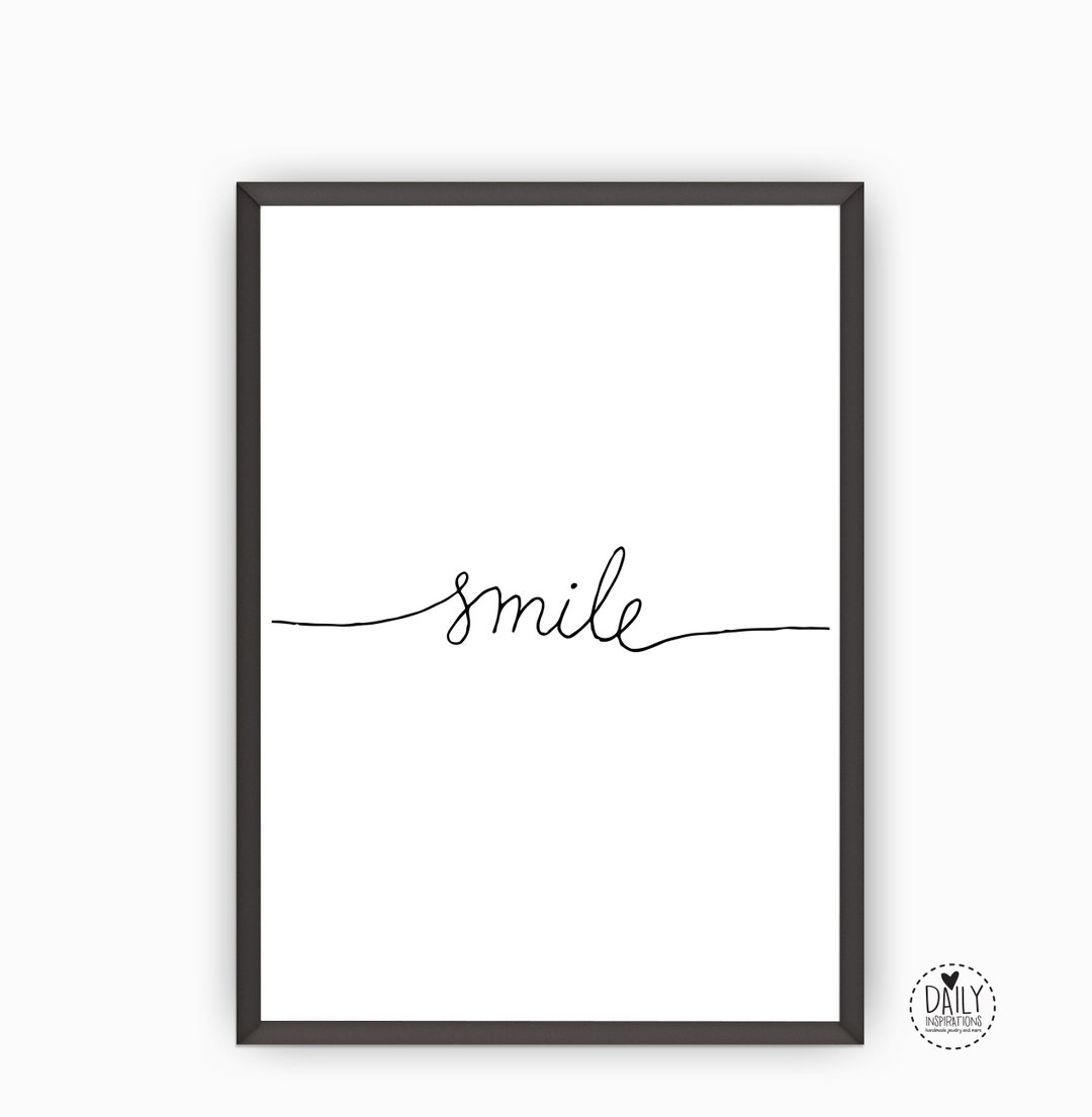 Smile Poster Digital Poster Printable Shop Black and White Poster - Etsy