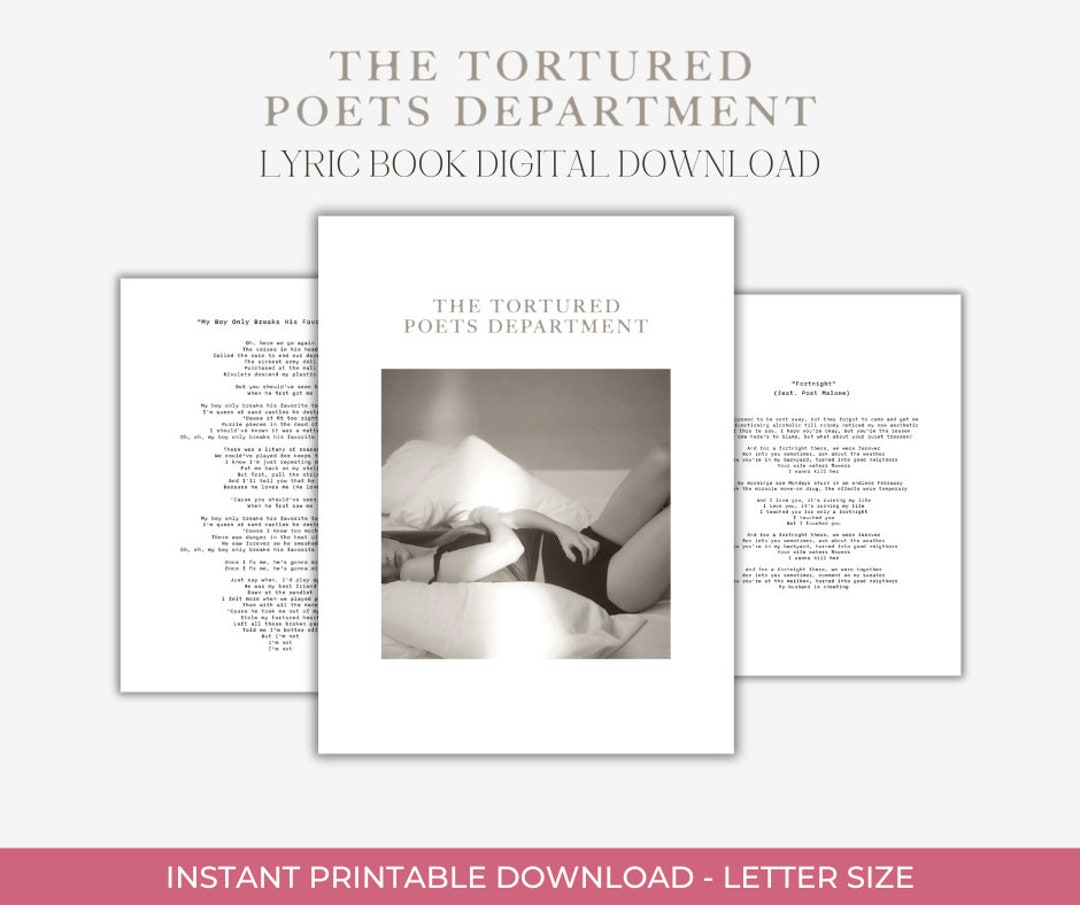 TTPD Lyric Book Printable Taylor Swift Book Lyric Pages Taylor Swift ...
