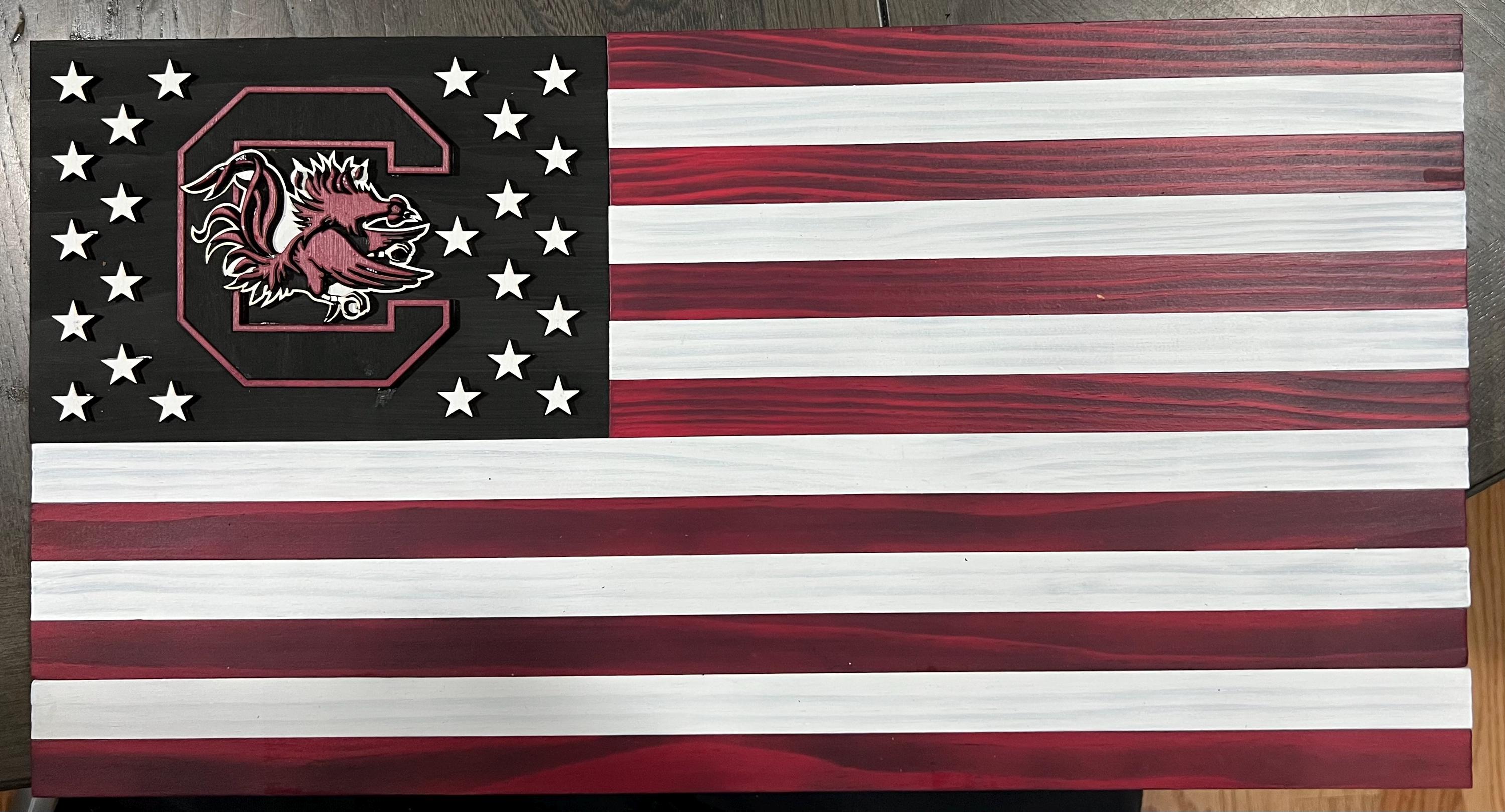 College Logo Wooden American Flag - Etsy