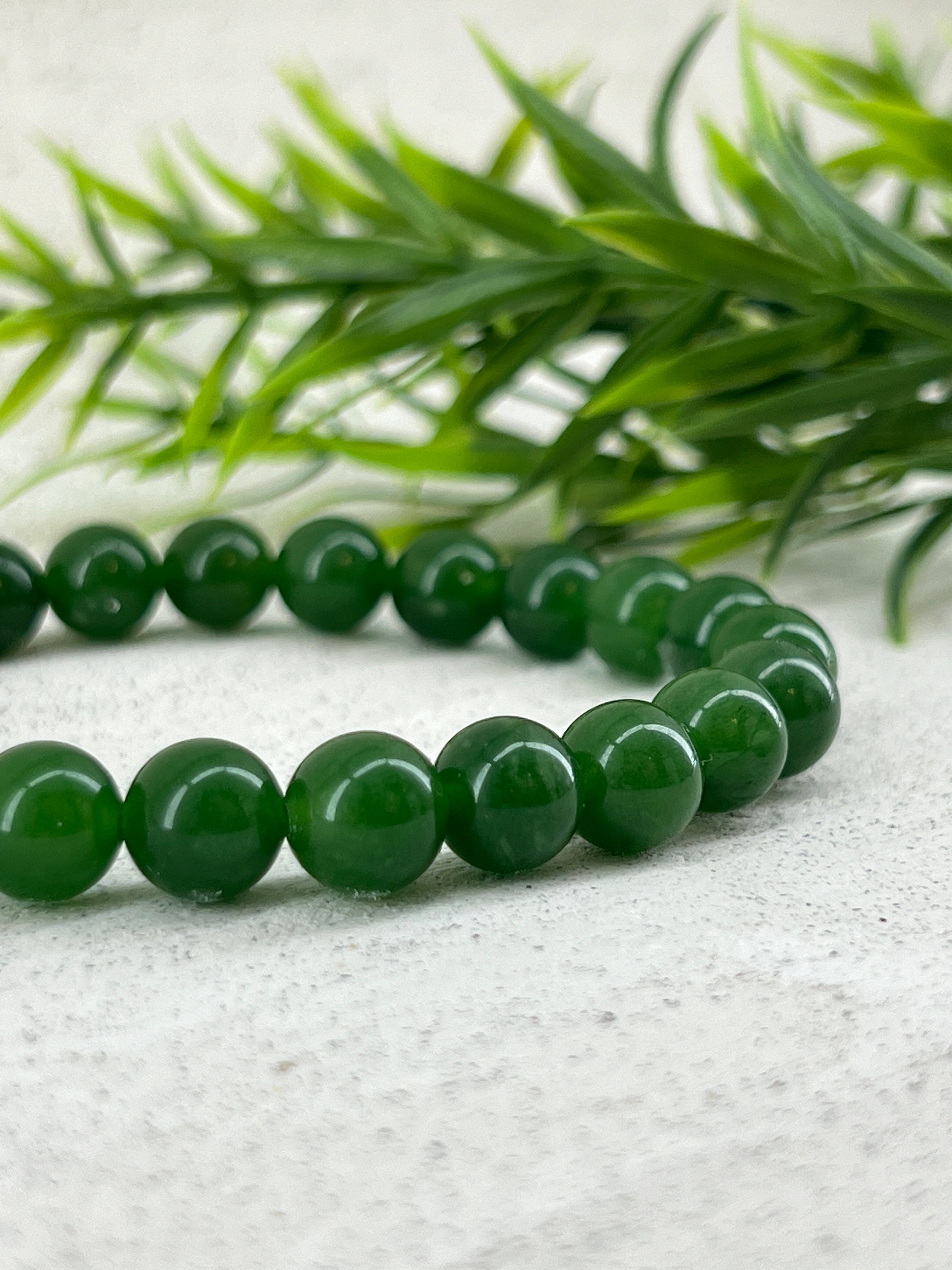 6mm/8mm/10mm Taiwan Green Jade Stone Bracelet Custom Size Green ...