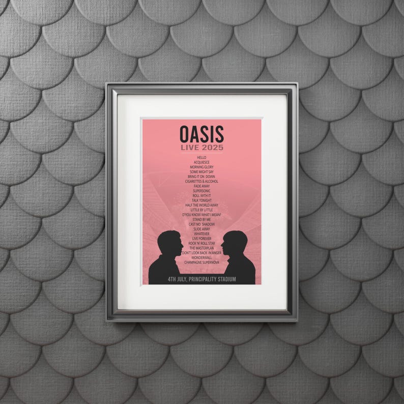 Oasis Principality Stadium Set List Poster 4th July Date & Songs ...