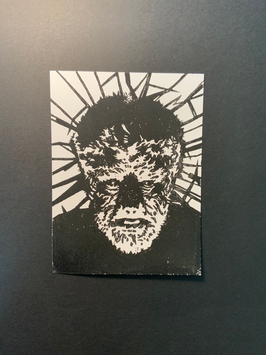 The Wolf Man Lino Block Print - Etsy
