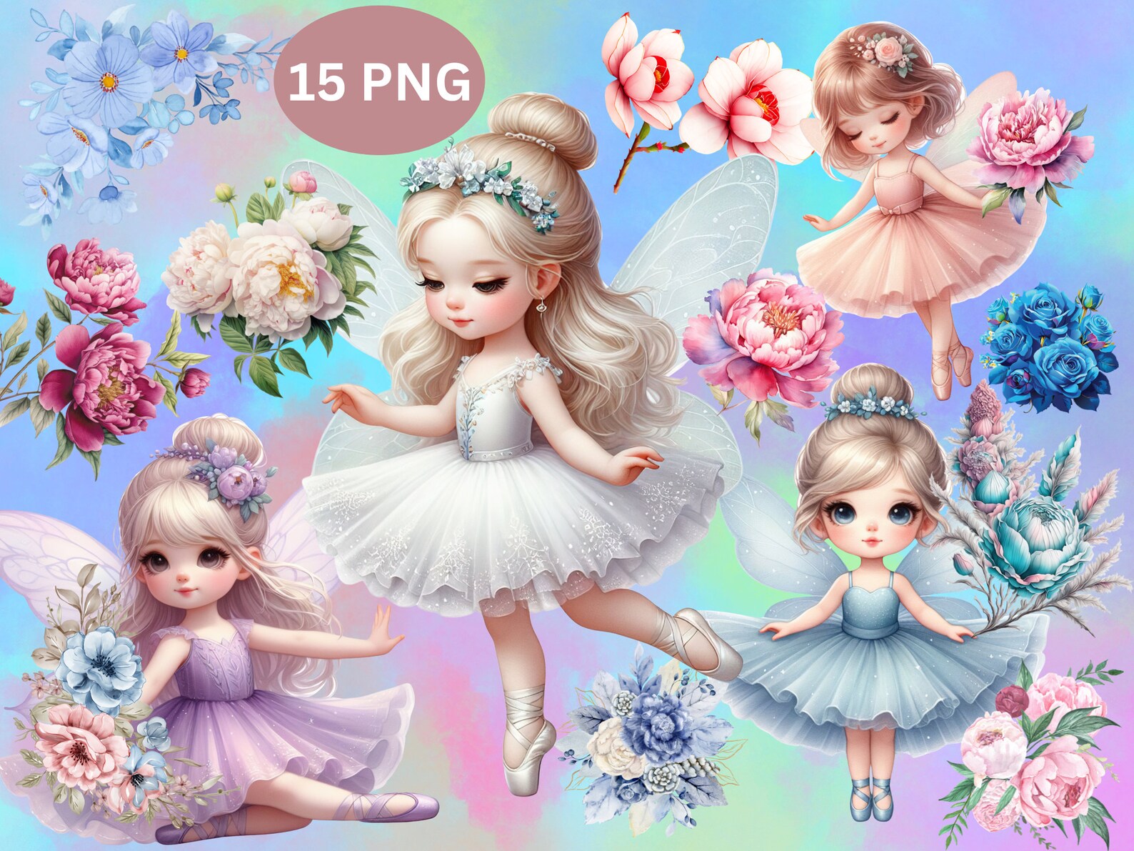 Ballerina Fairy Clipart PNG, Pink Ballerina Fairy Floral Clipart ...