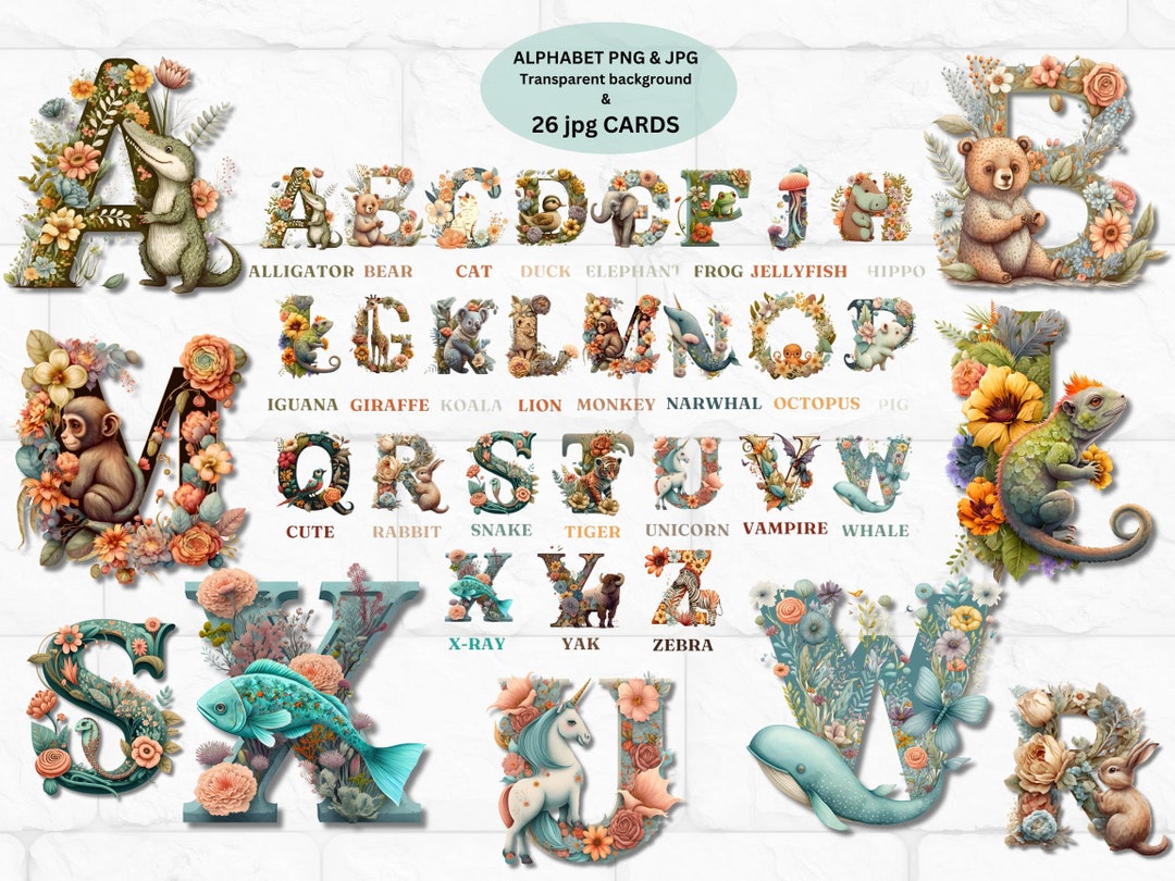 Animal Alphabet Poster, PRINTABLE Wall Art, Educational ABC Poster ...
