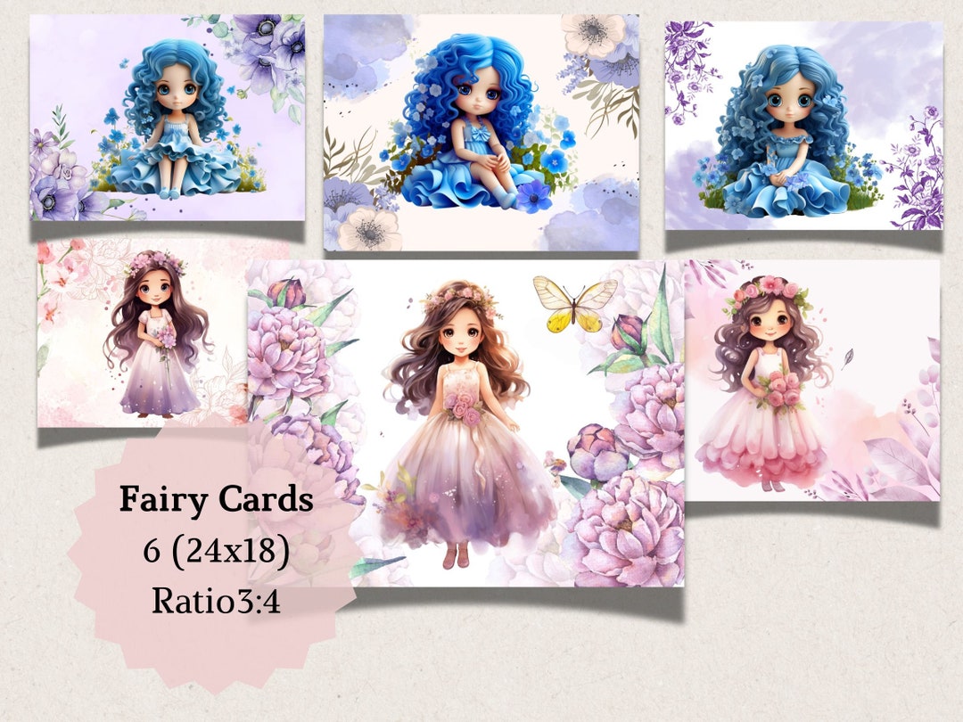 Cute Fairies Clipart, PNG Clipart Bundle, Watercolor Fairy Girls, 6 ...