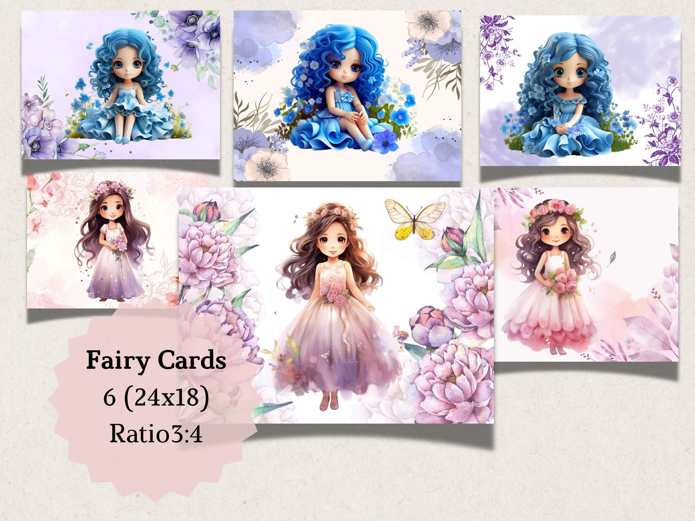 Cute Fairies Clipart, PNG Clipart Bundle, Watercolor Fairy Girls, 6 ...