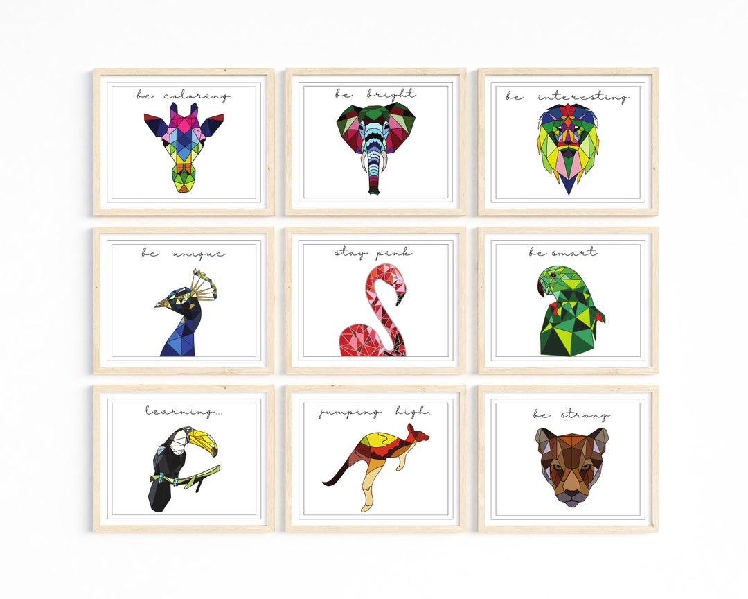 Printable Tangram Abstract Wall Art Animals Set of - Etsy