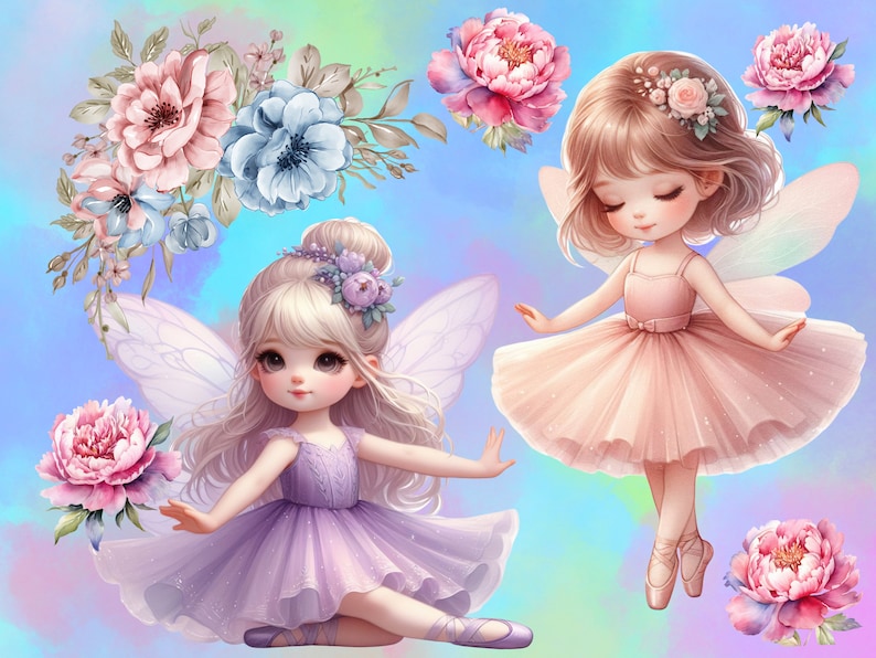 Ballerina Fairy Clipart PNG, Pink Ballerina Fairy Floral Clipart ...