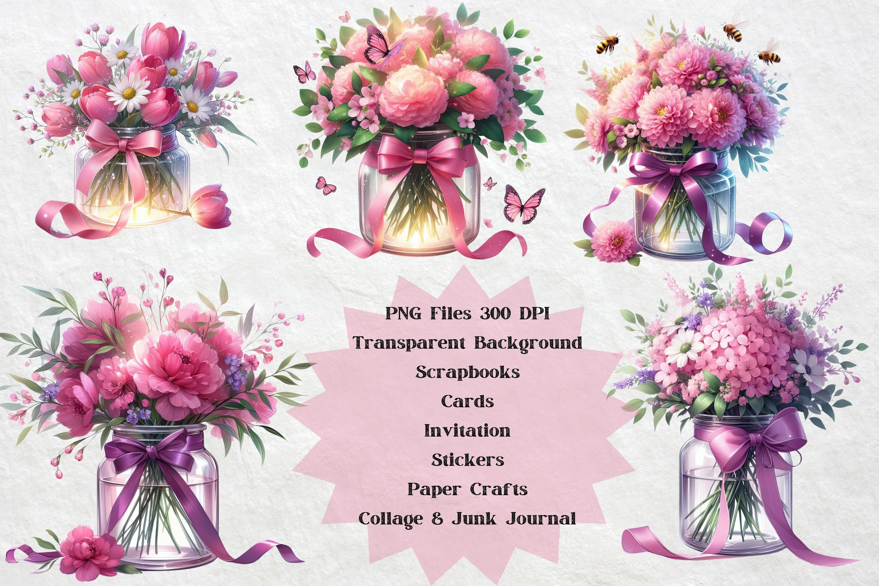 Pink Flowers Clip Art, JPG Roses, Flower Watercolor Clipart, Floral for ...