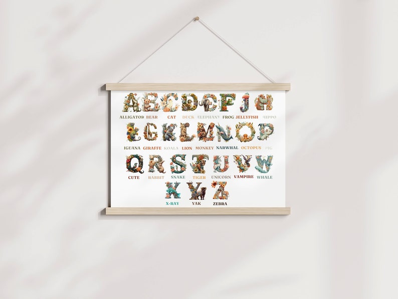 Animal Alphabet Poster, PRINTABLE Wall Art, Educational ABC Poster ...