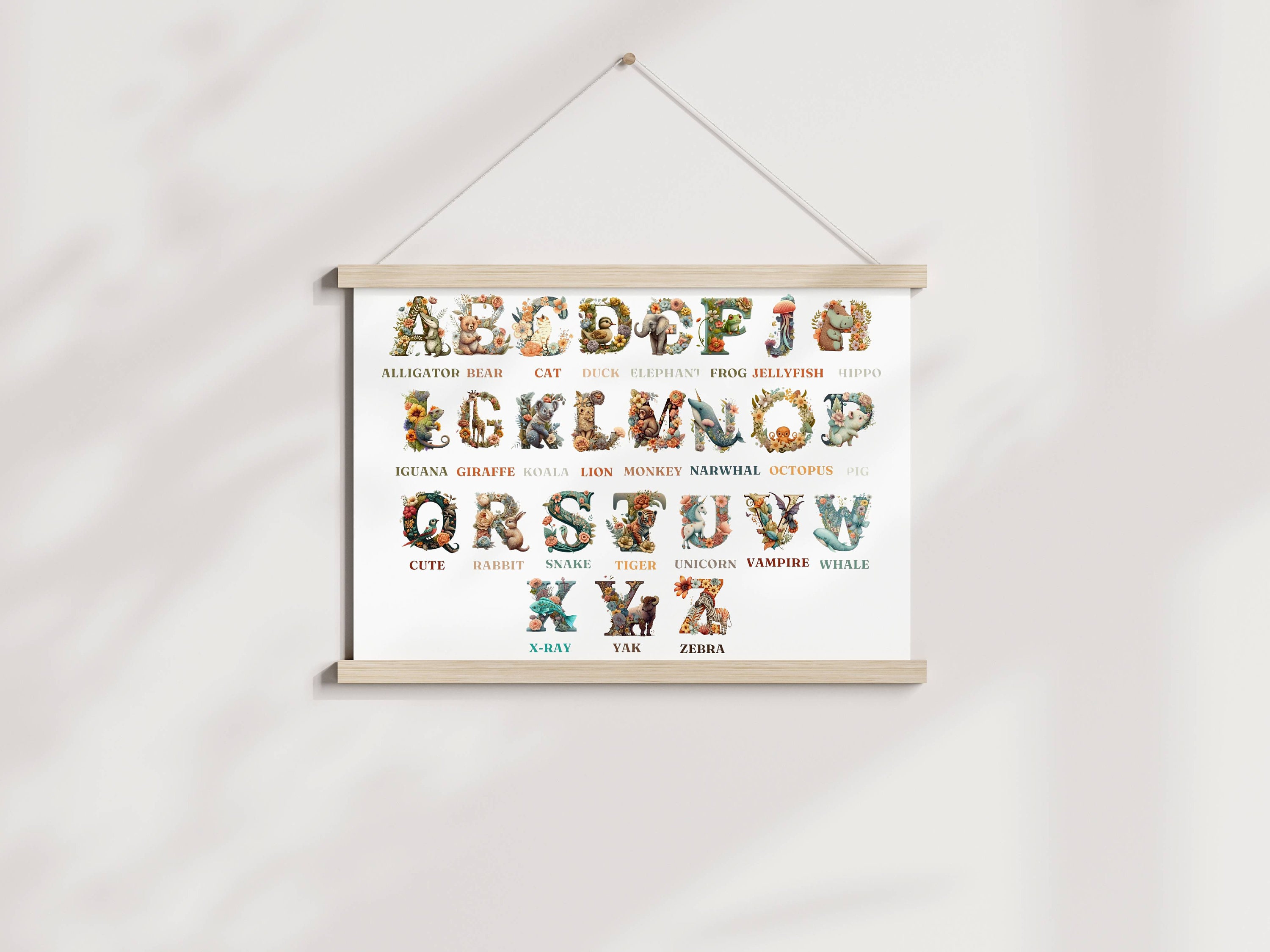 Animal Alphabet Poster, PRINTABLE Wall Art, Educational ABC Poster ...