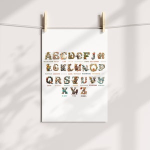 Animal Alphabet Poster, PRINTABLE Wall Art, Educational ABC Poster ...
