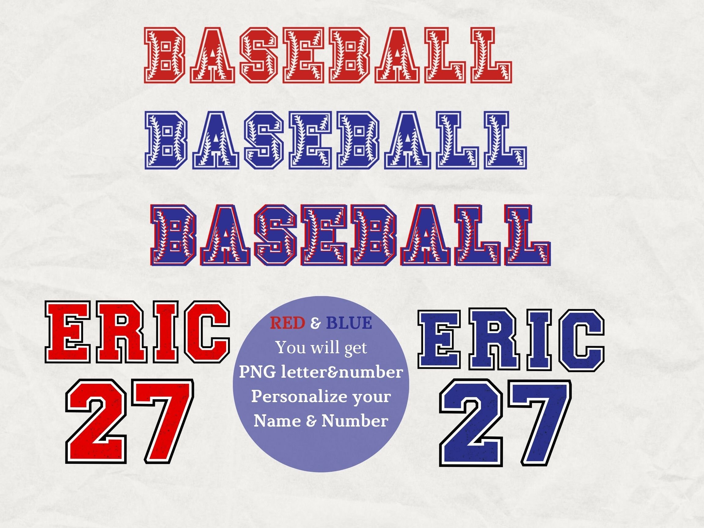 Baseball PNG, Custom PERSONALIZED Name, Red Blue Letters, Font, Logo ...