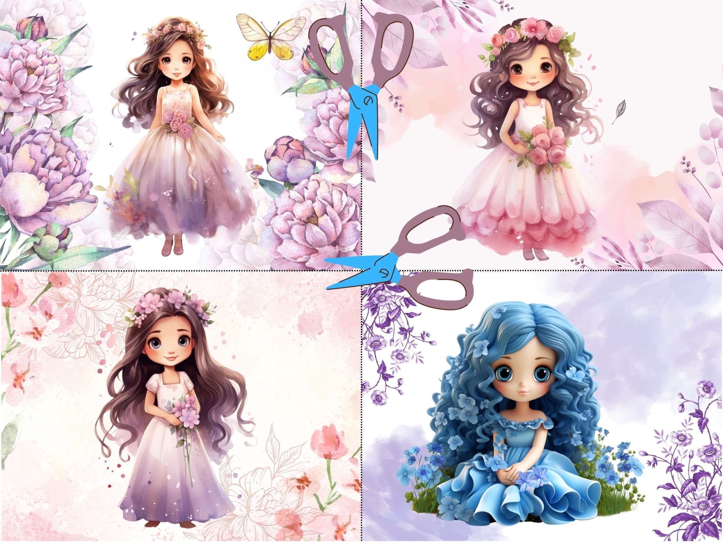 Cute Fairies Clipart, PNG Clipart Bundle, Watercolor Fairy Girls, 6 ...