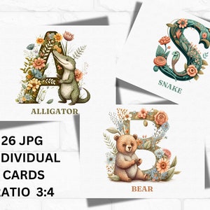 Animal Alphabet Poster, PRINTABLE Wall Art, Educational ABC Poster ...