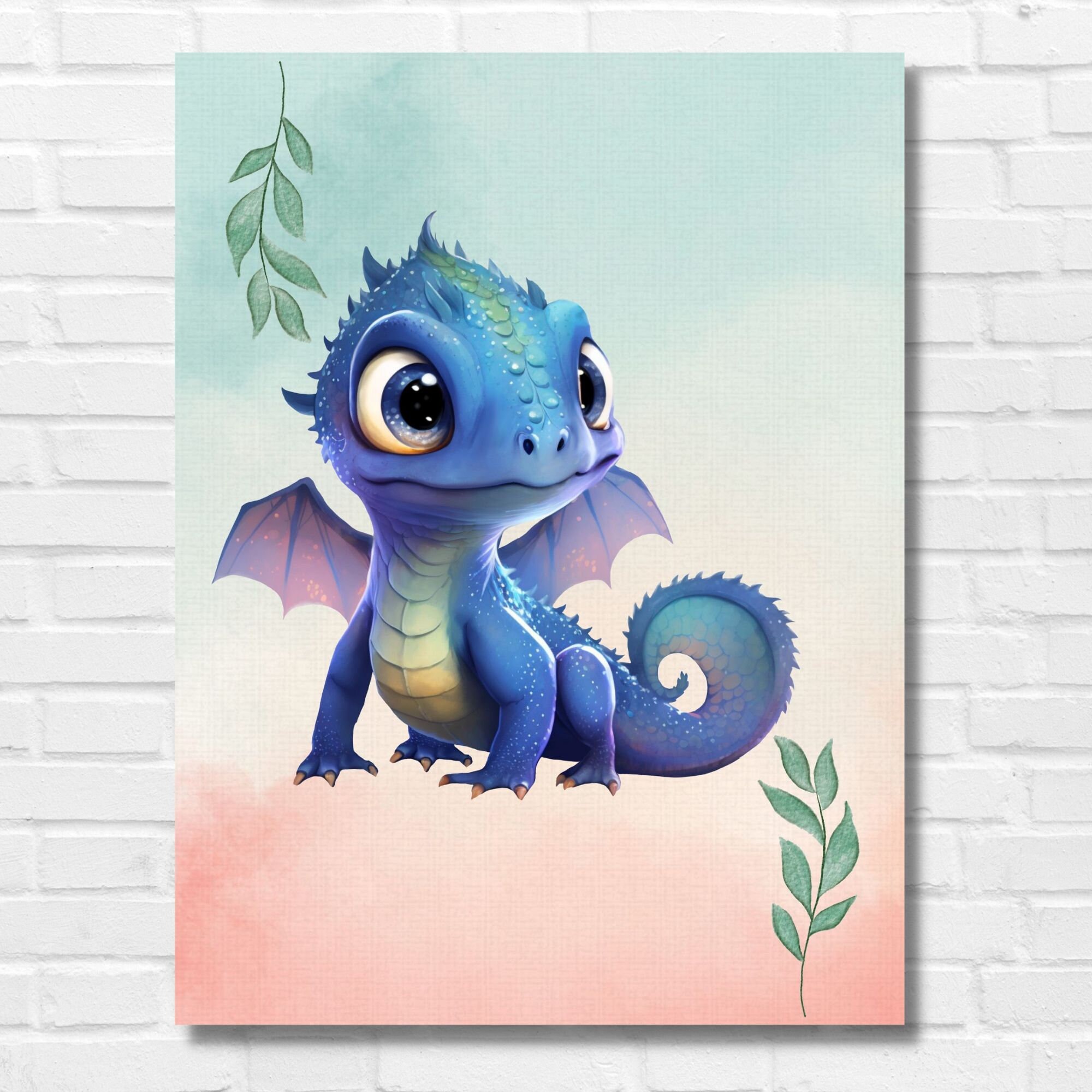 DRAGON BABY Nursery Printable Boys Room Digital Blue Decor Set of 3 ...