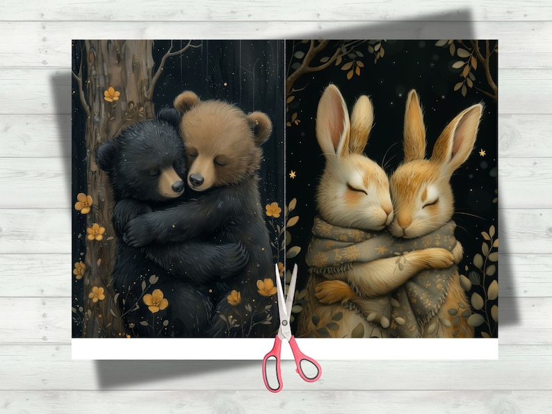 Printable Cute Animals, Art Card Collage, Instant Digital Download ...