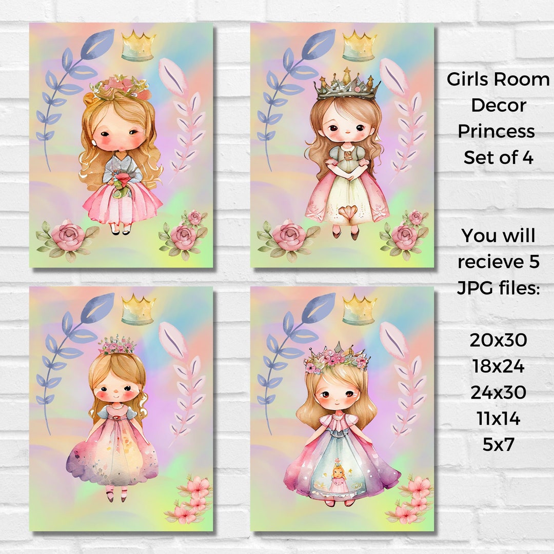 Princess Print Set, Girl Nursery Prints, Princess Themed Nursery ...