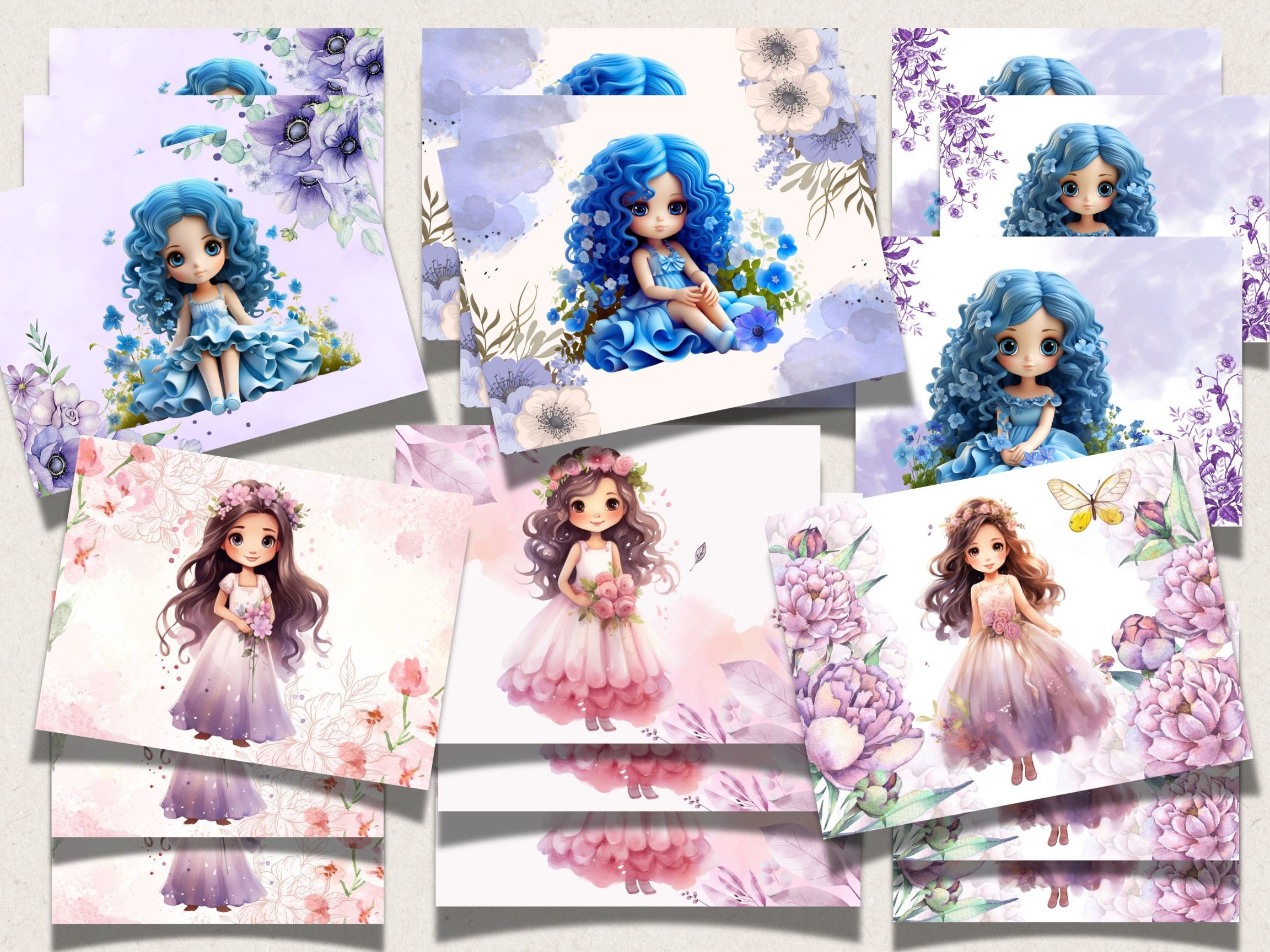 Cute Fairies Clipart, PNG Clipart Bundle, Watercolor Fairy Girls, 6 ...