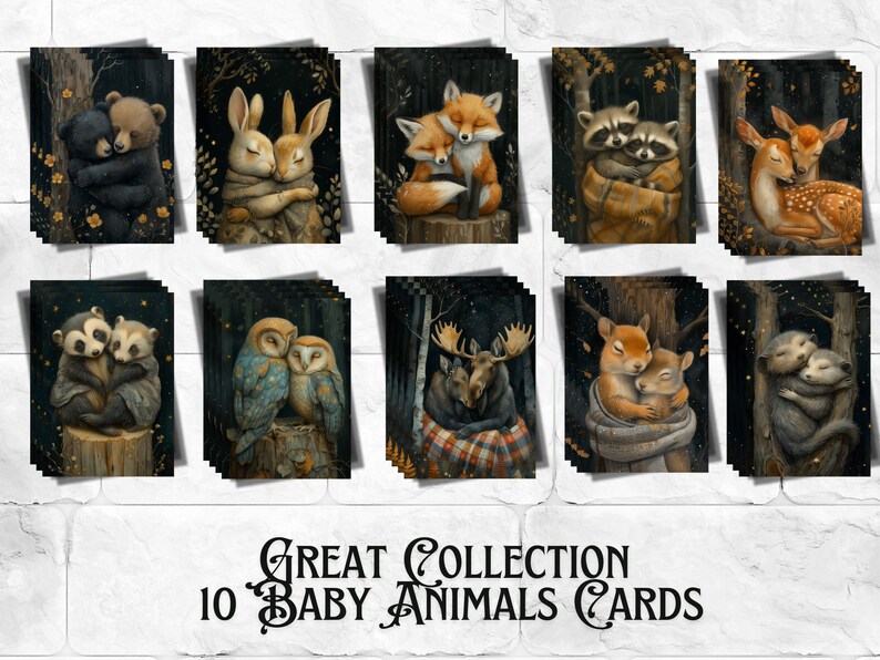 Printable Cute Animals, Art Card Collage, Instant Digital Download ...