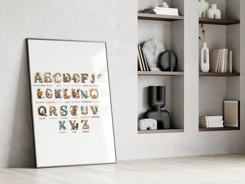Animal Alphabet Poster, PRINTABLE Wall Art, Educational ABC Poster ...