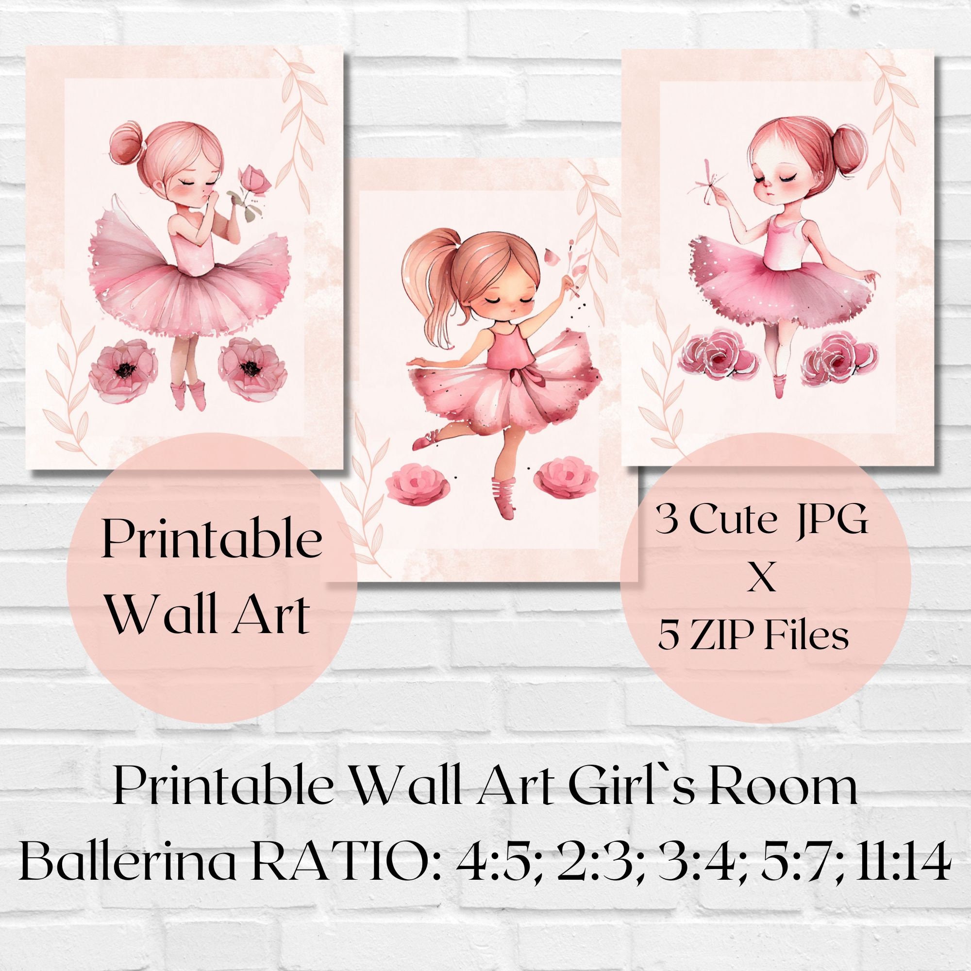 BALLERINA WALL ART Printable, Pink Nursery Decor,printable Wall Art ...