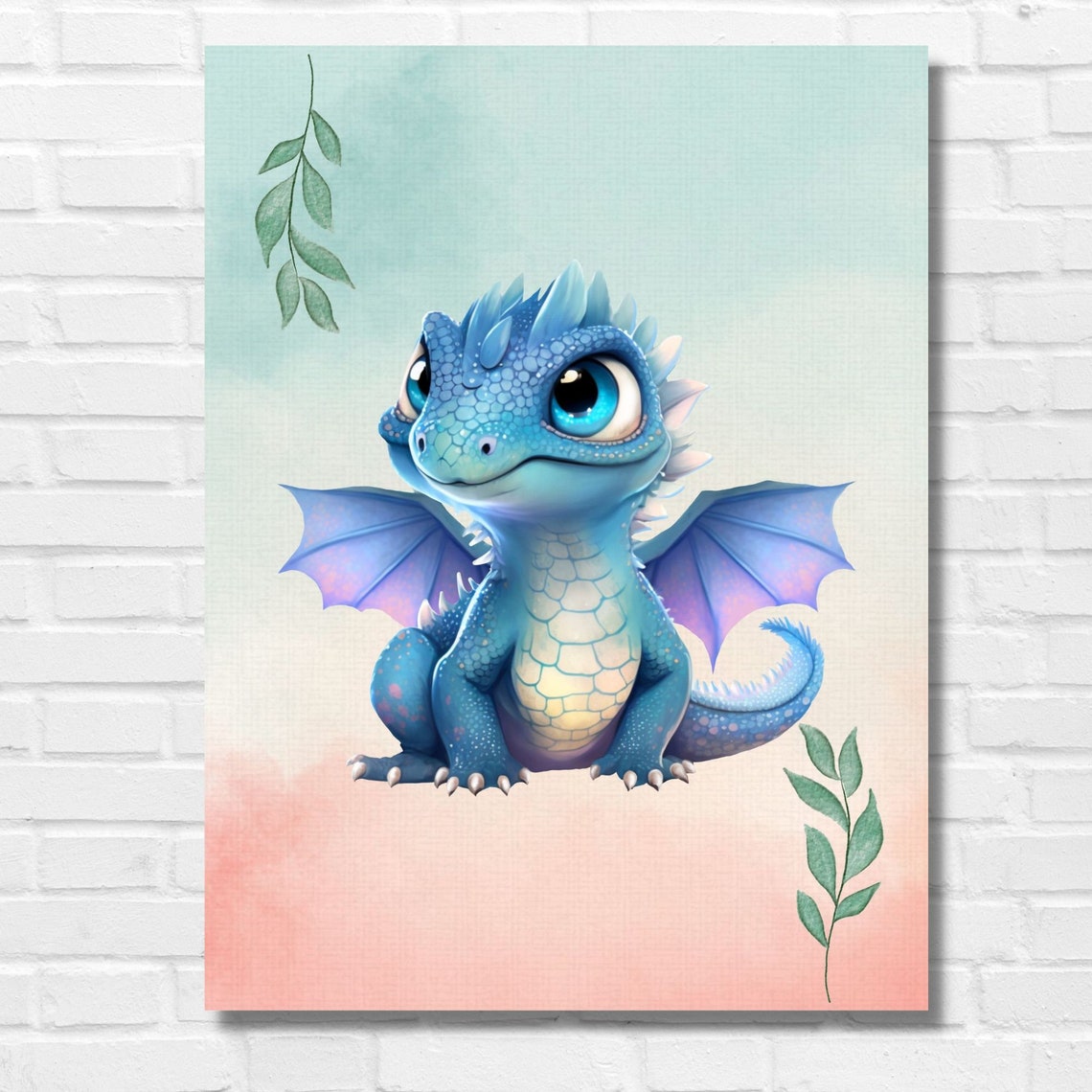 DRAGON BABY Nursery Printable Boys Room Digital Blue Decor Set of 3 ...