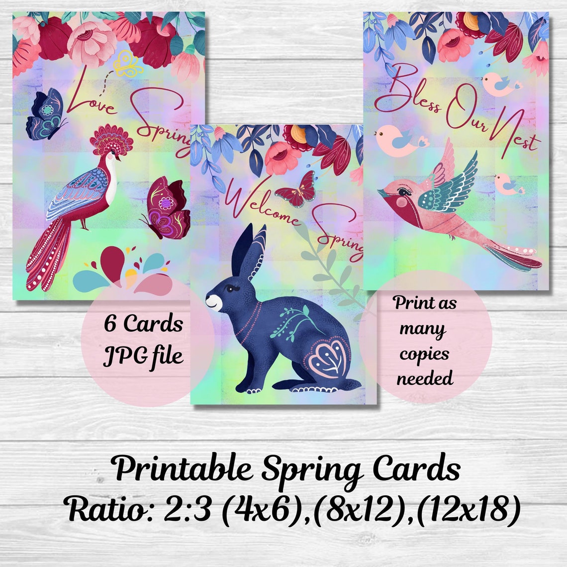 SPRING EASTER Printable Digital Card printable Download Spring Kit ...