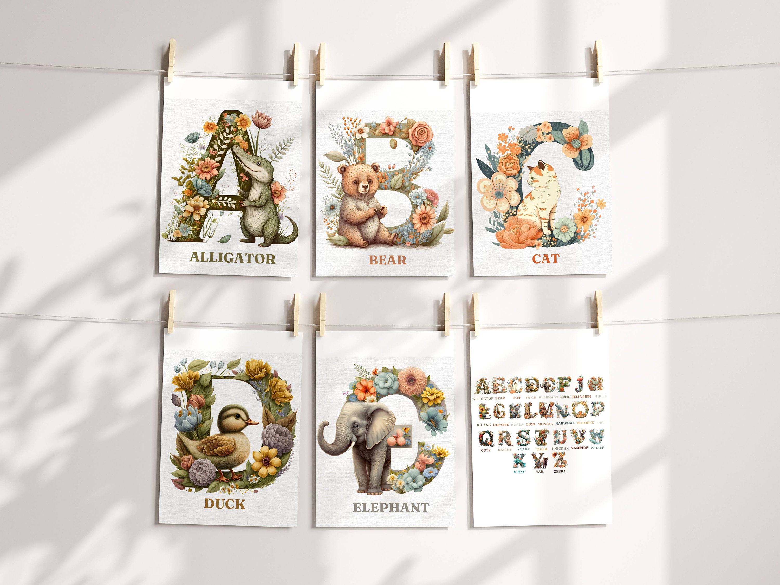 Animal Alphabet Poster, PRINTABLE Wall Art, Educational ABC Poster ...