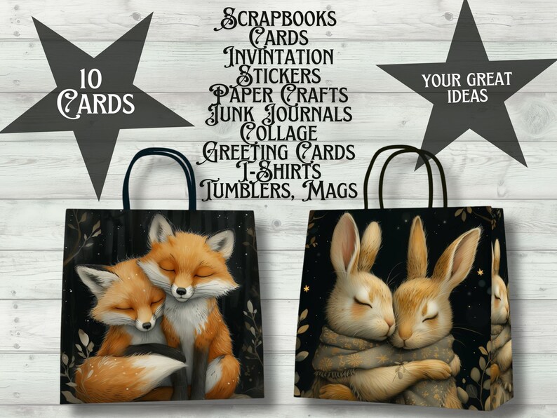 Printable Cute Animals, Art Card Collage, Instant Digital Download ...