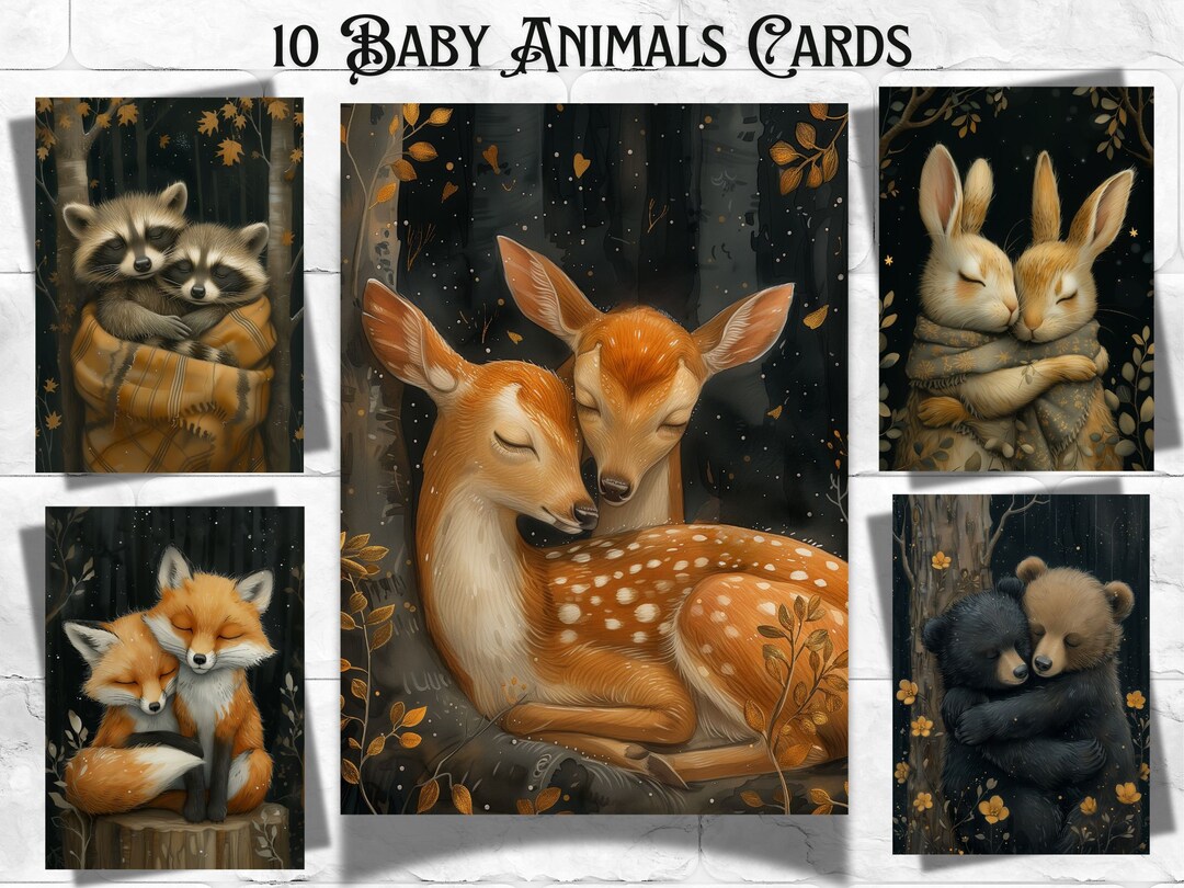 Printable Cute Animals, Art Card Collage, Instant Digital Download ...