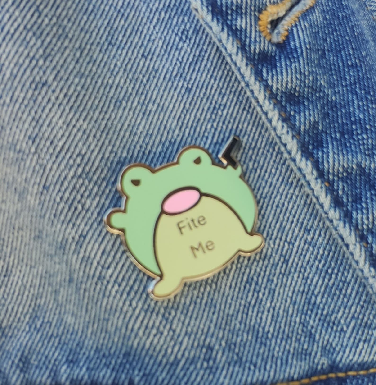 Froggy Enamel Pin: Fite Me Kawaii Pin - Etsy