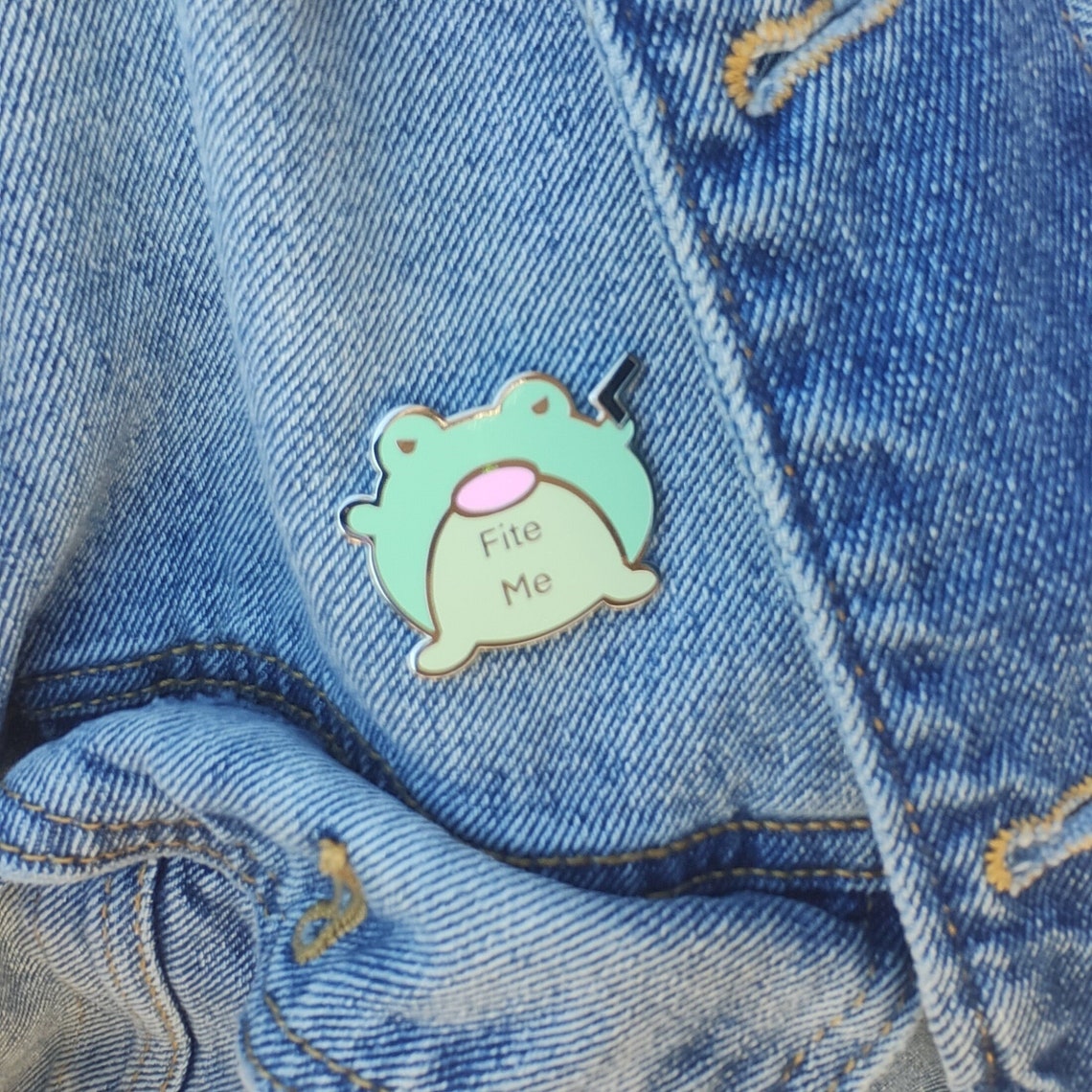 Froggy Enamel Pin: Fite Me Kawaii Pin - Etsy