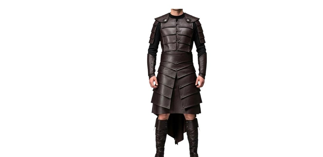 Handmade Dark Brown Leather Armor Kilt Set for Men – Medieval Warrior ...