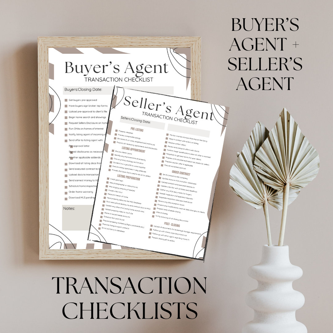 Buyer's Agent and Seller's Agent Transaction Checklist | Step by Step ...