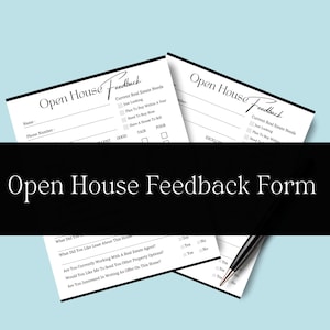 Open House Feedback Form, Pdfs | Real Estate Marketing, Agent Printable ...