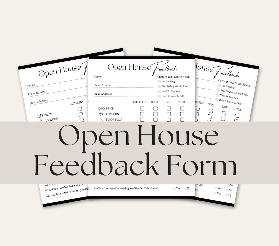Open House Feedback Form, Pdfs | Real Estate Marketing, Agent Printable ...