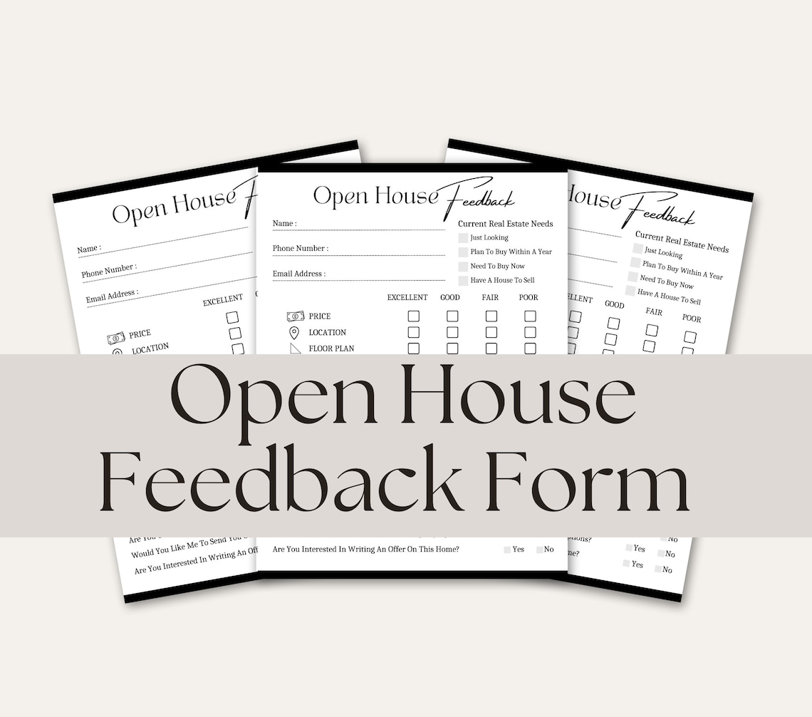 Open House Feedback Form, Pdfs | Real Estate Marketing, Agent Printable ...